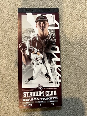 2024 Texas A&M Aggies Baseball Season Ticket Booklet Full Stub CLUB ...