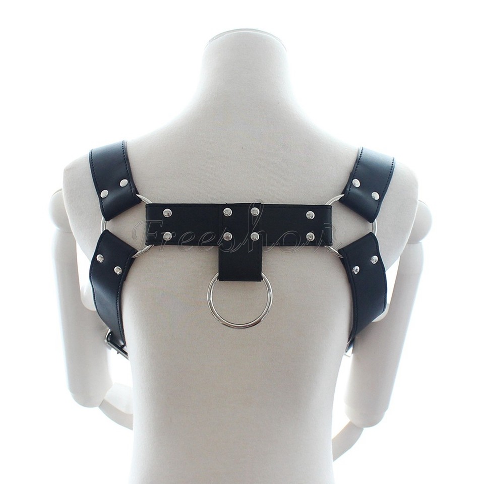 Mens Leather Body Chest Harness Clubwear Restrain Belt Costume Strap ...
