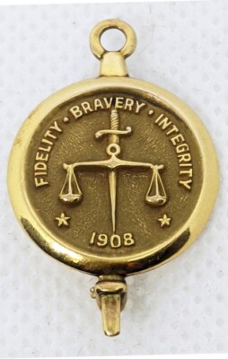 Scarce 1960 FBI 10 years Service Pin / Fob in 10K Gold Named to Agent M ...