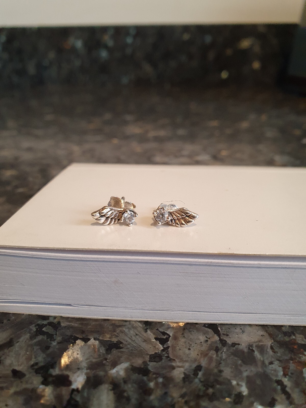 Authentic PANDORA Sparkling Angel Wing Stud Earrings 298501C01 for sale ...