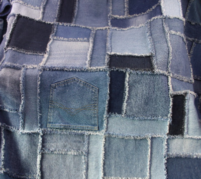 Denim Patchwork Rag Quilt upcycled jeans Denim Picnic or Blanket or ...