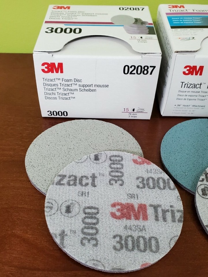 3M Trizact Hookit Foam Discs. 3000, 5000, 8000 Grit. 3 Inch. 1 Disc Of ...