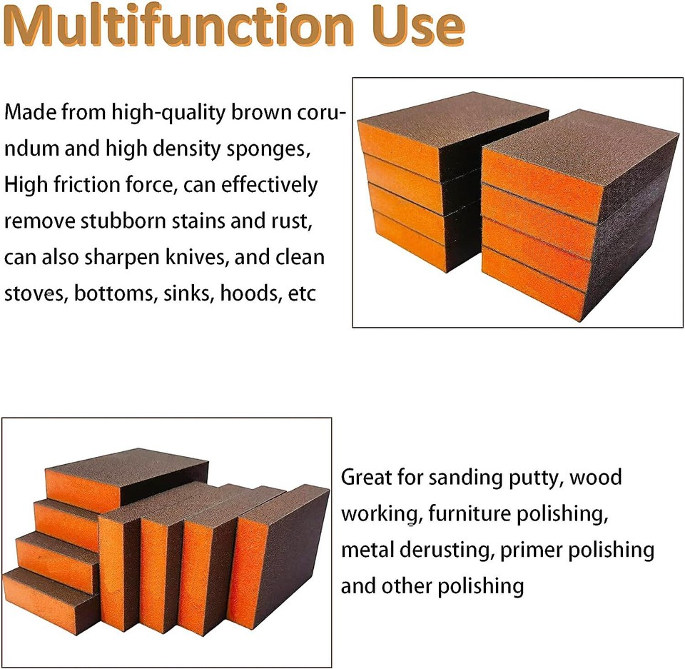 8 Pcs 60 Grit Sanding Sponge Medium Sanding Block Wet Dry Sanding ...