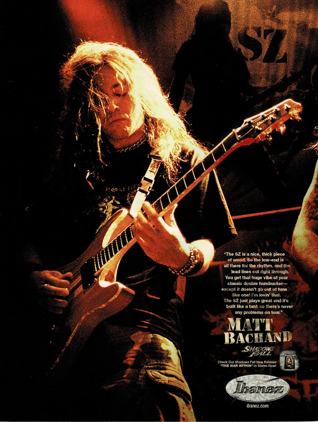 Matt Bachand of Shadows Fall - Ibanez Guitars - 2005 Print Ad | eBay
