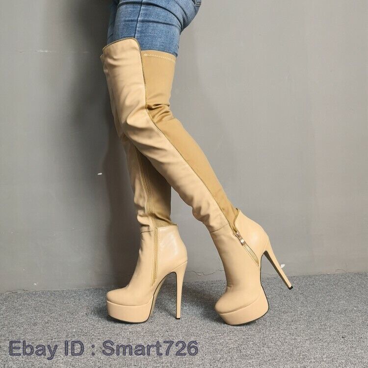 Women stilettos Thigh High Boots Platform High Heels Boots Shoes Plus Size | eBay