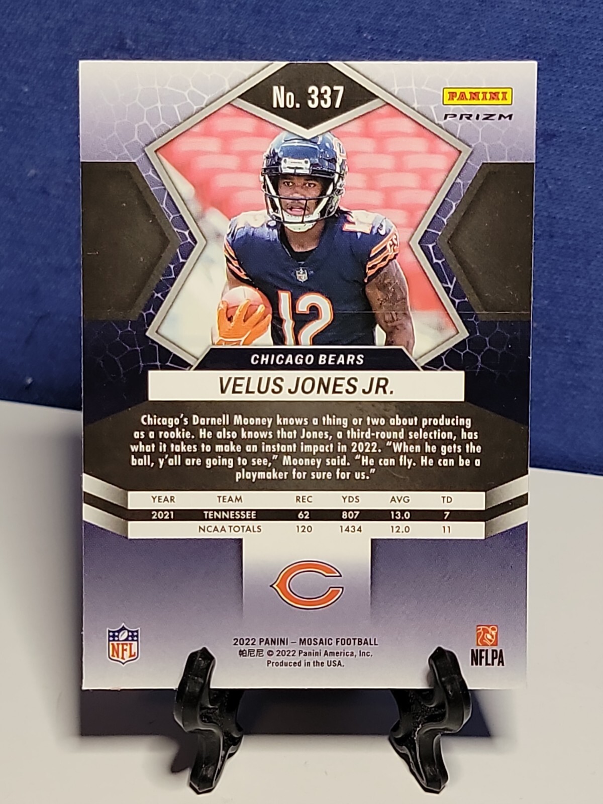 VELUS JONES JR RC 2022 Panini Mosaic SILVER Mosaic Prizm #337 CHICAGO ...