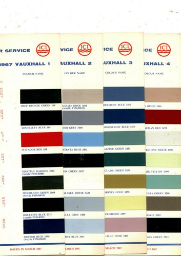 1961 1962 1963 1964 1965 1966 1967 1968 1969 1970 VAUXHALL PAINT CHIPS ...