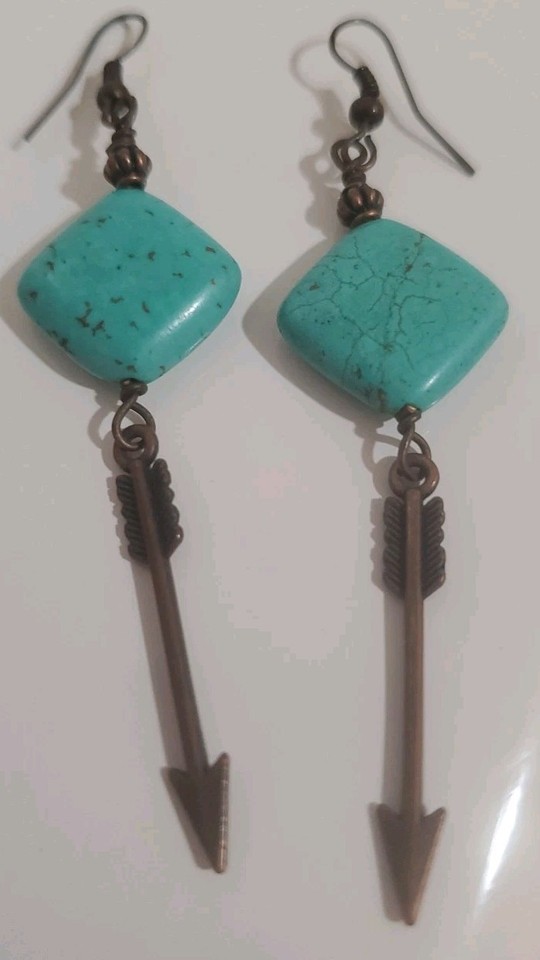 Turquoise Dangle Pierced Earrings ︎ Native ︎ Arrows ︎ Women's Western ...