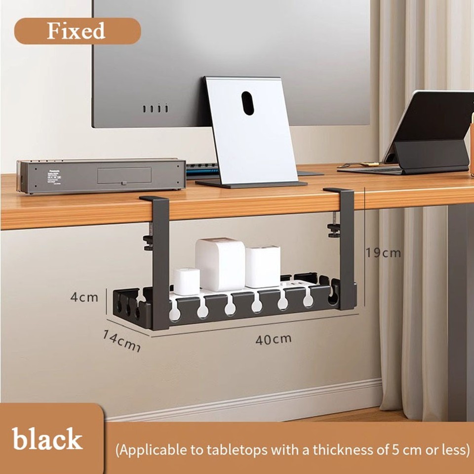 Under Table Storage Rack Power Strip Storage Metal Cable Management ...