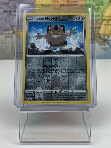 SHIPS SAME DAY Pokemon Card NM/M Galarian Meowth 127/202 Reverse Holo ...