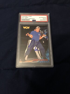 1998 TOPPS WWF WWE WRESTLING CARD SIGNED AUTOGRAPHED JAY LENO PSA rare ...