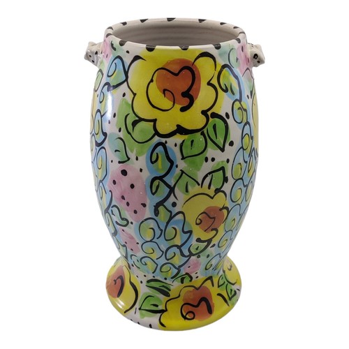 Studio Art Pottery Red Clay Vase Painted Floral Signed Turner | eBay