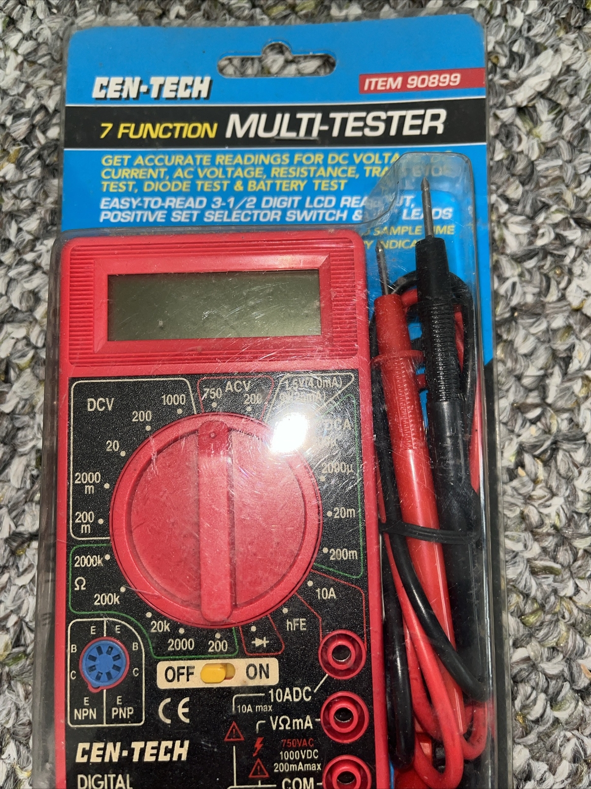 Cen-Tech 7 Function Digital Multimeter 90899 Battery Tester Voltage 10 ...