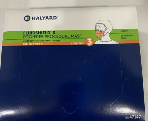 *25-Pieces* Halyard FluidShield ASTM Level 3 Fog-Free Procedure Face ...