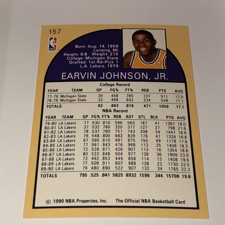 1990-91 NBA Hoops MAGIC JOHNSON MVP Card #157 Los Angeles Lakers | eBay