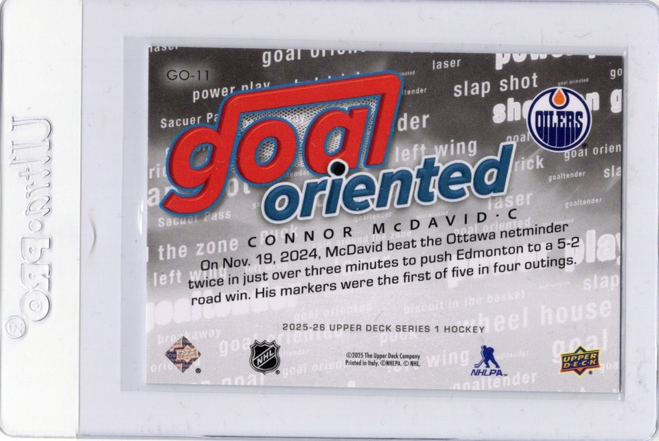 2025-26 Upper Deck Series 1 - Goal Oriented Connor McDavid #GO-11 | eBay