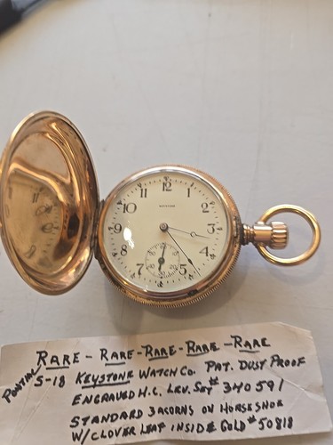 Rare keystone Pocket watch company Gold Standard 3 acorns and clover ...
