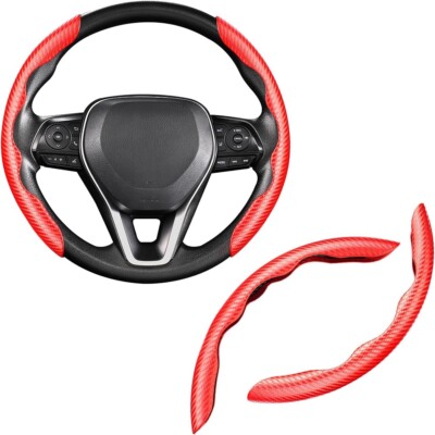 Red Carbon Fiber Universal Car Steering Wheel Booster Cover Non-Slip ...