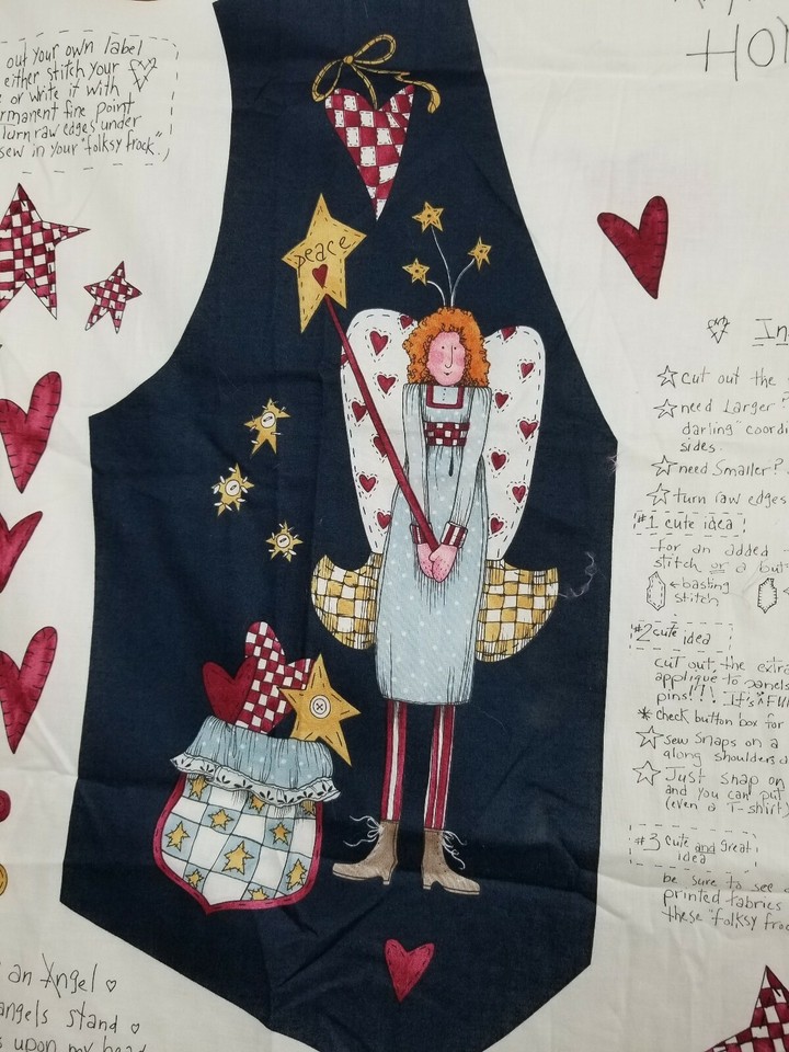 Hi-Fashion Fabric Homespun Country Angel Vest Cut & Sew Panel Alma Lynn ...