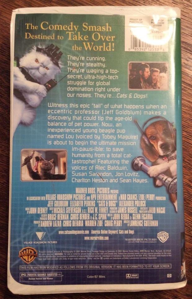 Cats & Dogs 2001 VHS Video Movie Tape Warner Bros G rated 85392125333| eBay