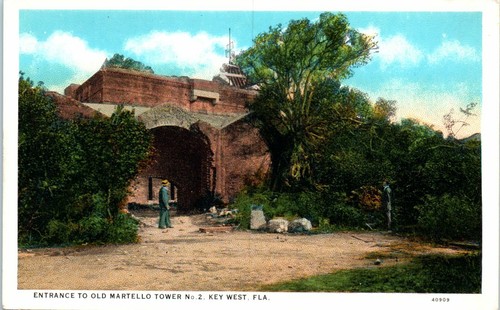 1920s Key West Florida Postcard Keys FL Entrance Old Martello Tower No ...