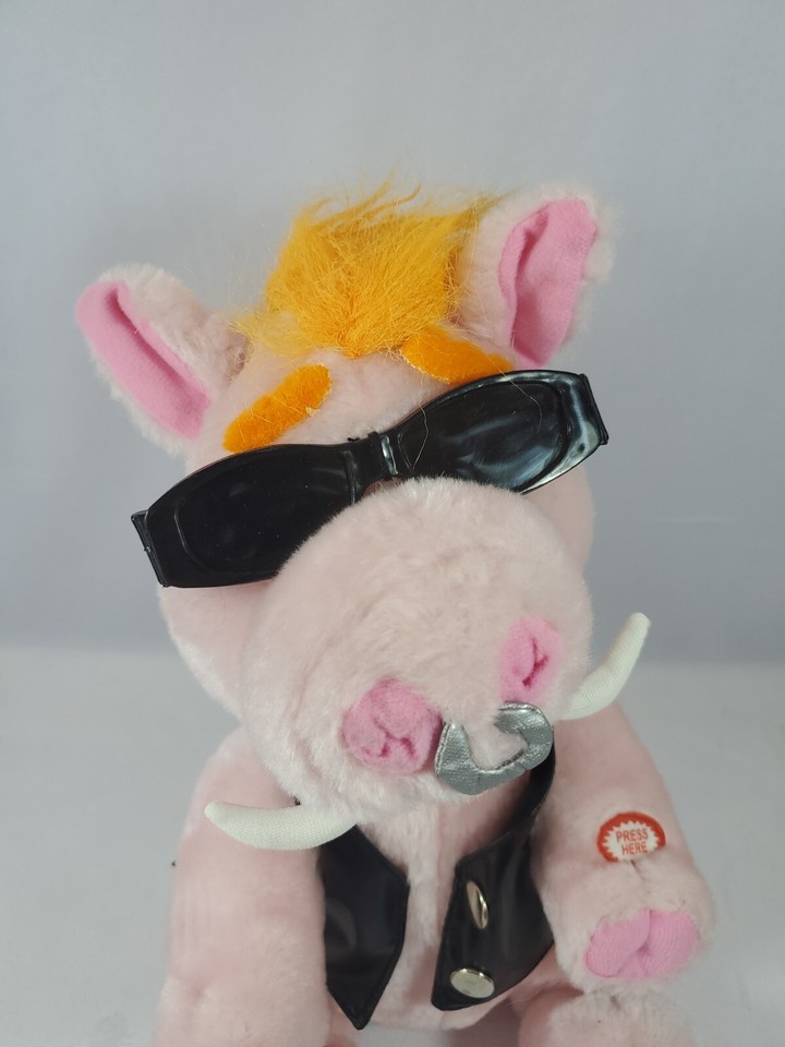 Wags N Kisses Pork Chopper Plush Hog Biker Pig ~ Sings & Dances Born to ...