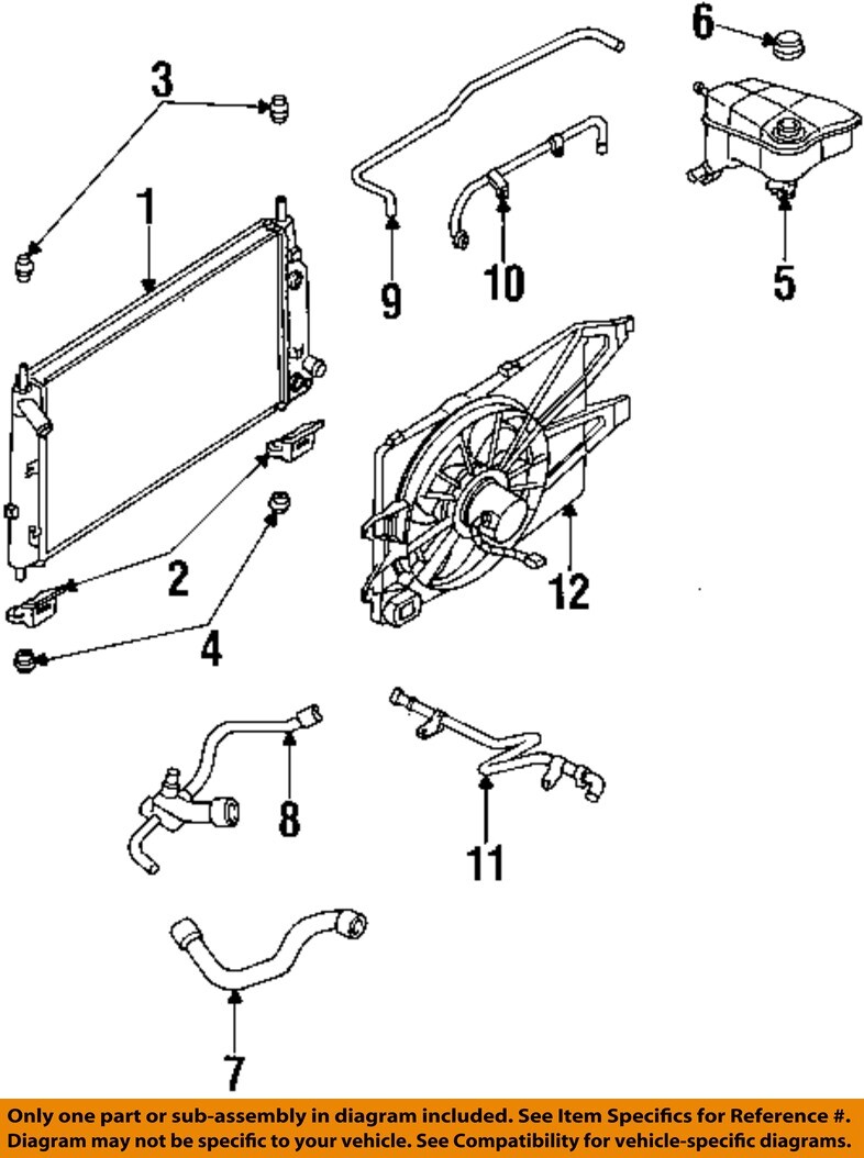 FORD OEM 98-00 Contour Cooling Radiator Components-By-Pass Pipe ...