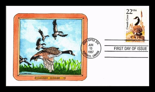 US COVER CANADA GOOSE WILDLIFE CAPEX FDC GEERLINGS HAND PAINTED | eBay
