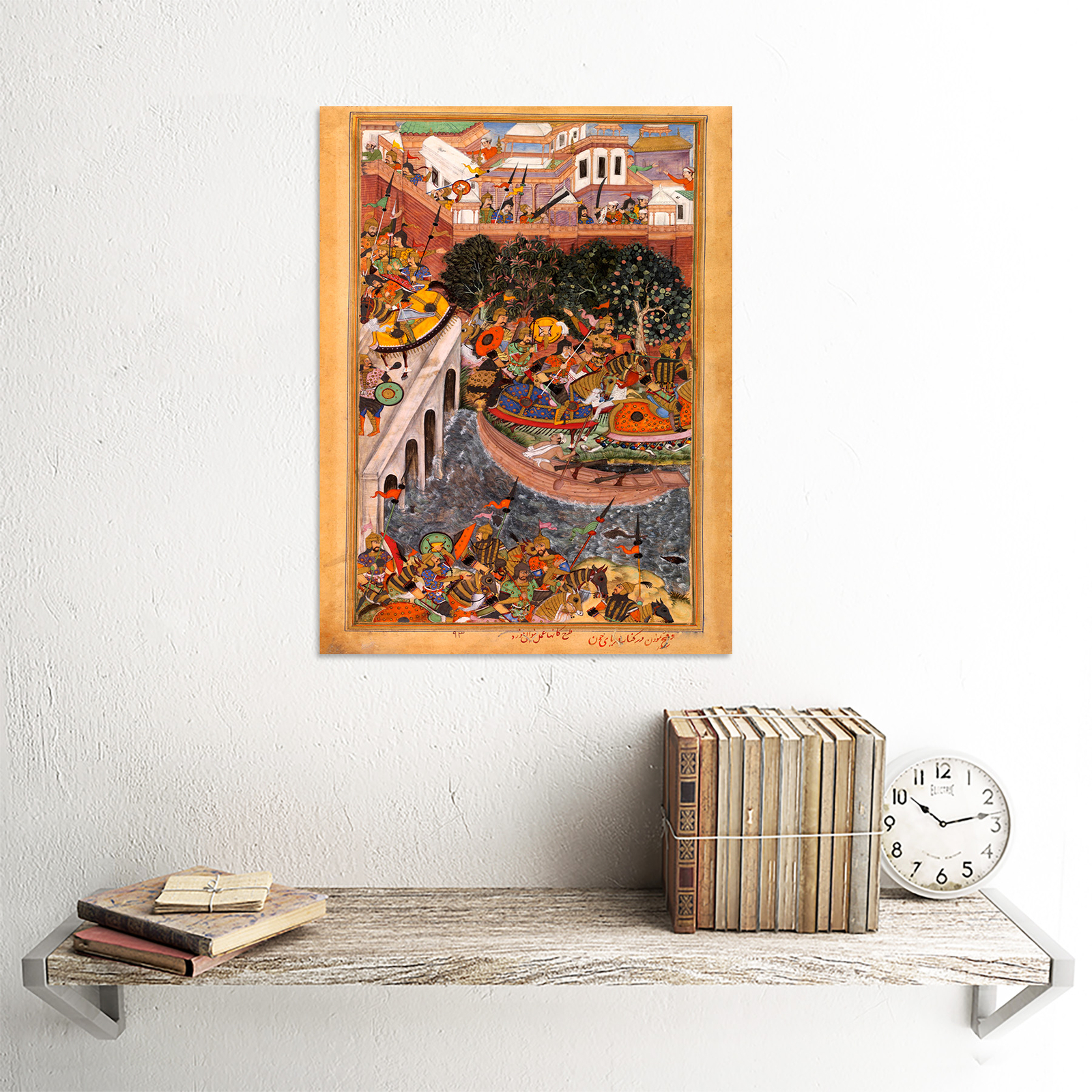 PAINTING BATTLE SCENE VICTORY KHAN ZAMAN RIVER GOMTI AKBARNAMA ART PRINT BB8359 | eBay