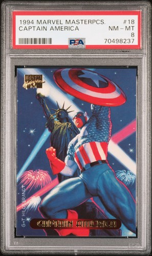 1994 Marvel Masterpieces 18 Captain America PSA 8 NM Mint 🪄 Brand New ...