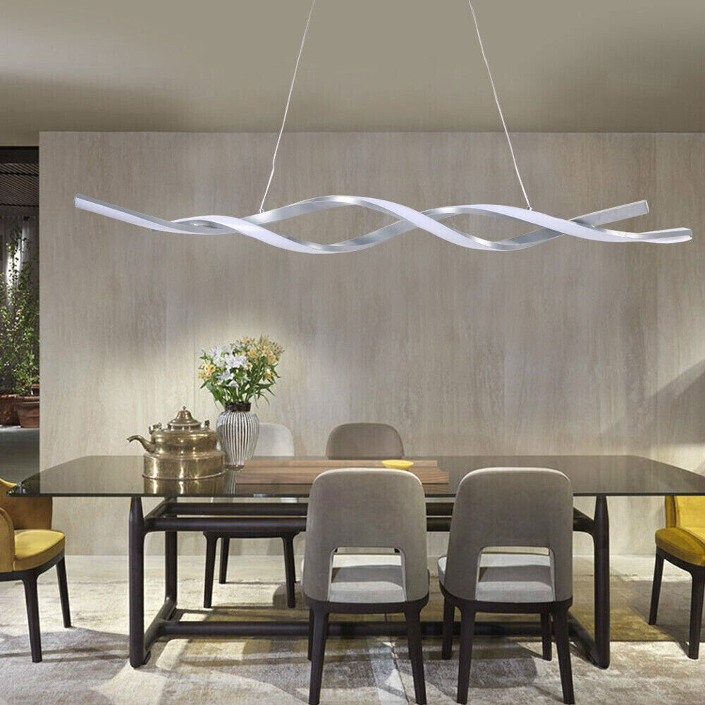 Modern Wave Chandelier LED Ceiling Light Pendant Lamp Kitchen Hanging ...