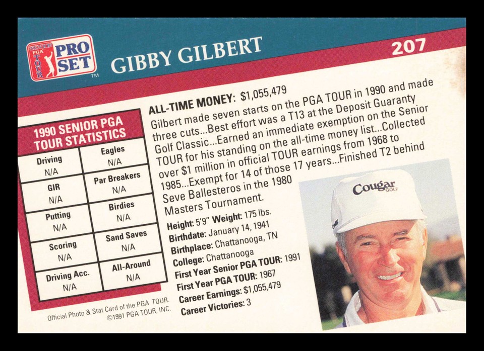 Gibby Gilbert #207 1991 Pro Set PGA Tour | eBay