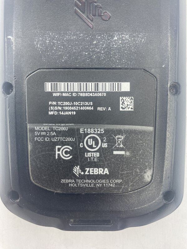 Zebra Tc200j Tc20 Mobile Computer Barcode Scanner Tc200j-10c213us for ...