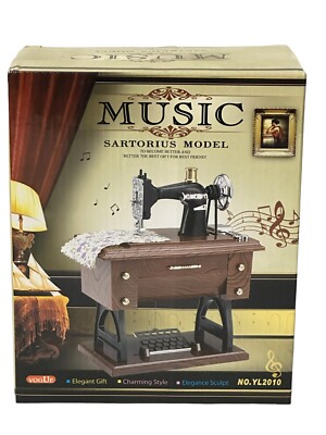 Realistic Music Box Sewing Machine Style Mechanical Moving Parts New In ...
