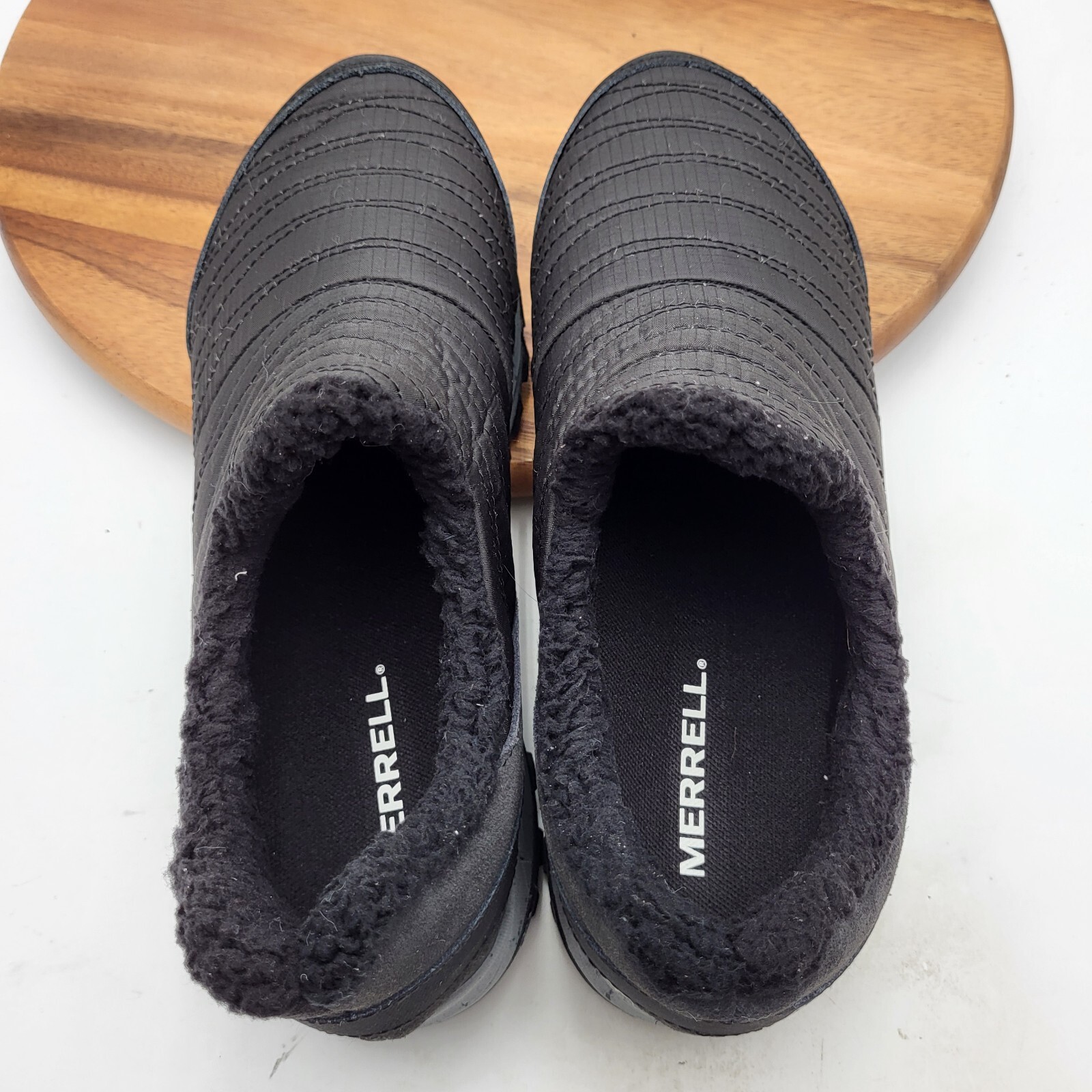 Merrell Anotra Sneaker Moc Womens Sz 9 Black Slip On J066950 Faux Fur ...