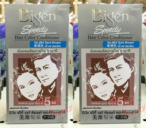 2 x Bigen Speedy Japan Hair Dye Hair Color Conditioner Dark Brown No ...