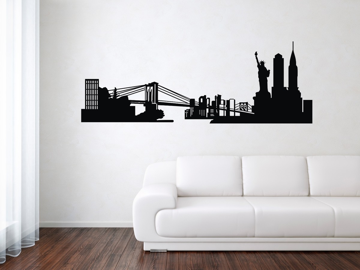 Urban Wall Decal New York Print In Pink And Blue 2 – Nordic Design