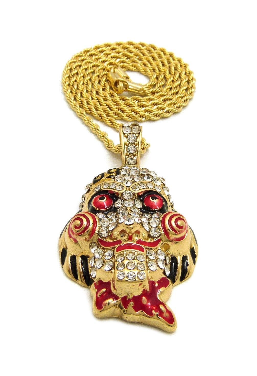 Iced 6ix9ine Jigsaw Necklace & Hip Hop Gold plated Metal Bust Down ...