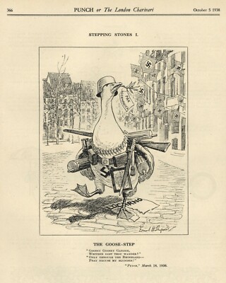 VINTAGE 1936 PUNCH CARTOON "THE GOOSE- STEP" NAZI MARCH - RHINELAND ...