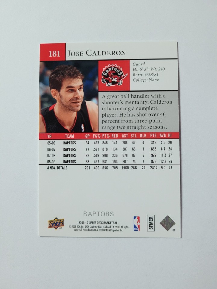 2009-10 Upper Deck Basketball #181 Jose Calderon | eBay