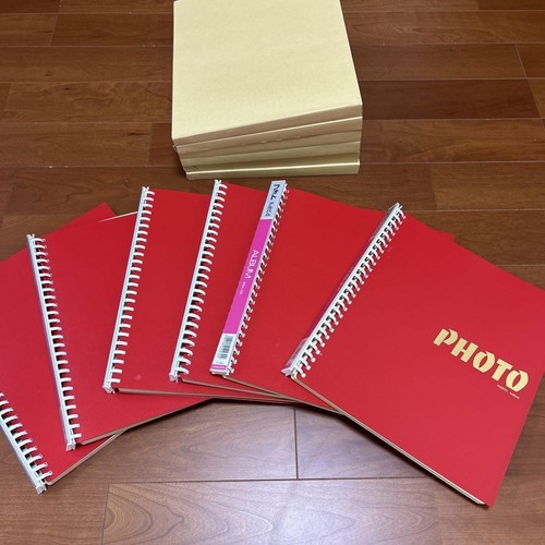 Red Photo Album, Four-Piece Size, Set of 6 Books, Spiral Binding, Retro ...
