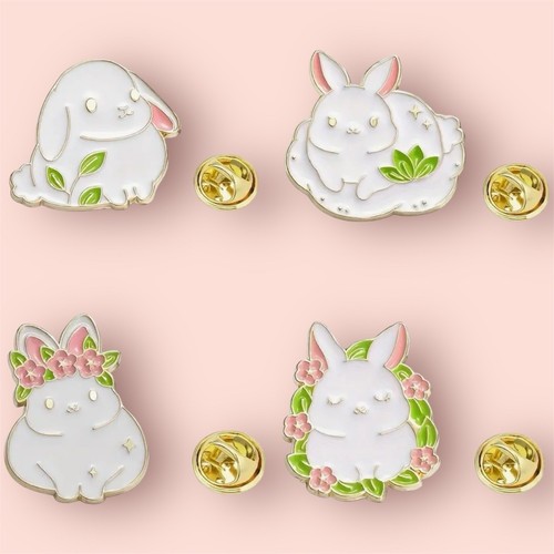 Pack of 4 Spring Easter Bunny Rabbit Enamel Lapel Pin Brooch Set Cute ...