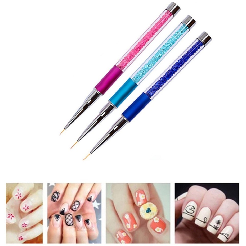 3 Pcs Professional Nail Art Tools Manicure Brushes for Nails Dot ...