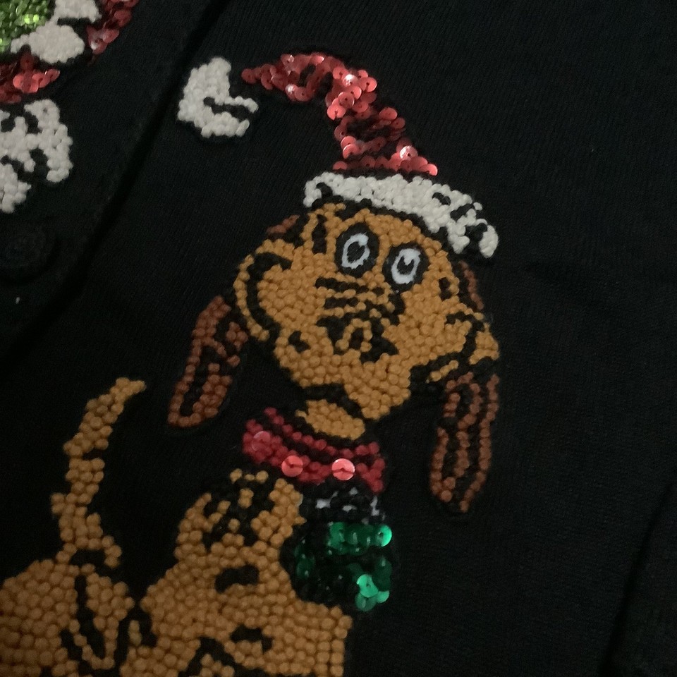 Michael Simon Dr Seuss Grinch Holiday Sweater Cardigan Size M Christmas ...
