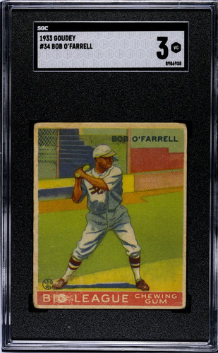 1933 Goudey Bob O'farrell #34 SGC 3 | eBay