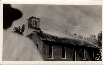 Building on FIRE, ANCHORVILLE, Michigan Real Photo Postcard | eBay