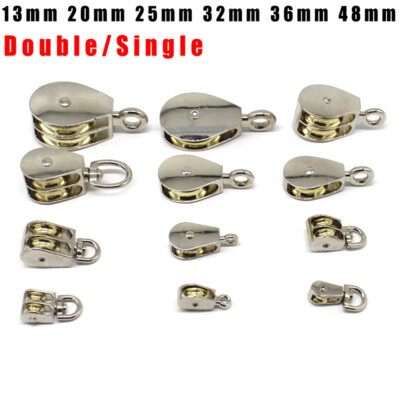 13mm - 48mm Steel Single/ Double Pulley Block Traction Wheel Swivel ...