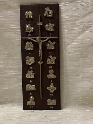 Peltro Inciso Pewter Crucifix and Stations of the Cross Plaque Italy | eBay