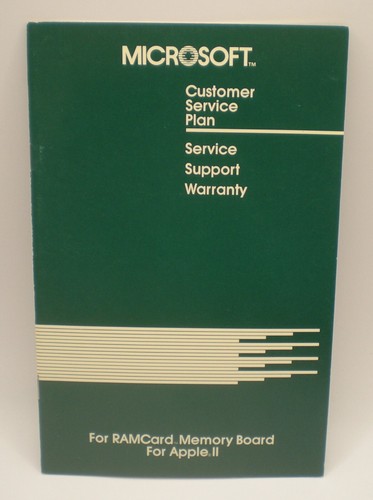 Vintage 1982 Microsoft Ramcard Memory Board Apple II Manual ONLY ...