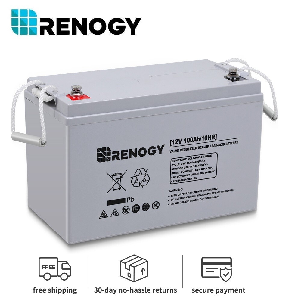 Renogy 100Ah 200Ah 12V Deep Cycle AGM Rechargeable Solar Battery Off ...